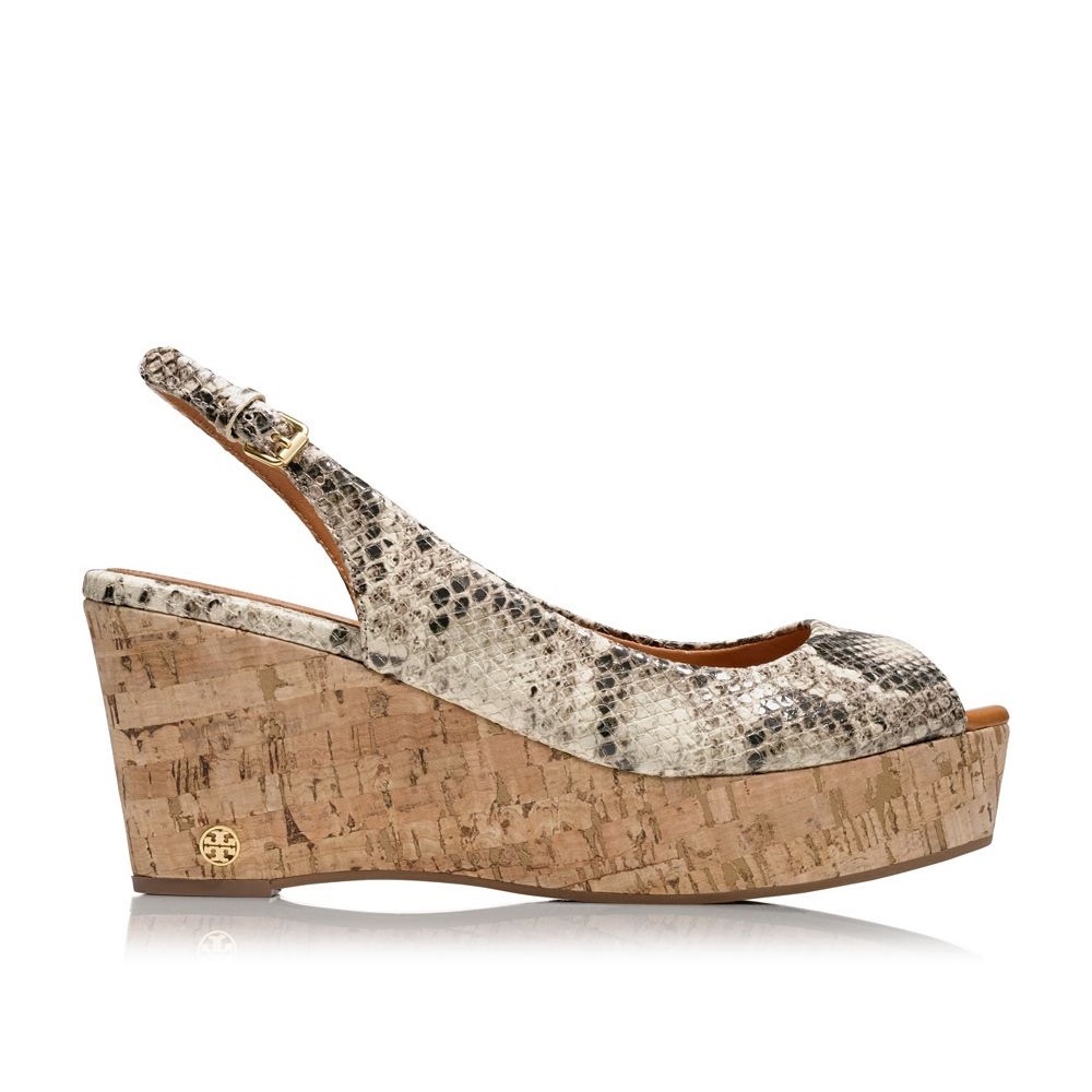 Tory Burch Snake Print Rosalind Wedge Sandal - Gem